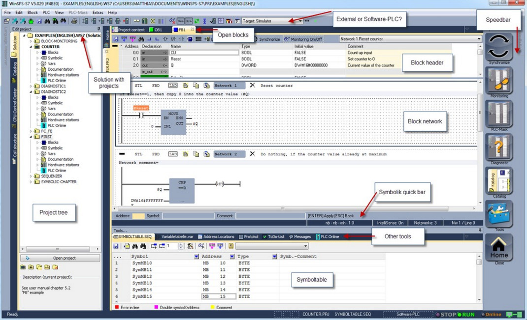 WinSPS-S7 PLC programming, simulation optimization tools (S7-300, S7-400)